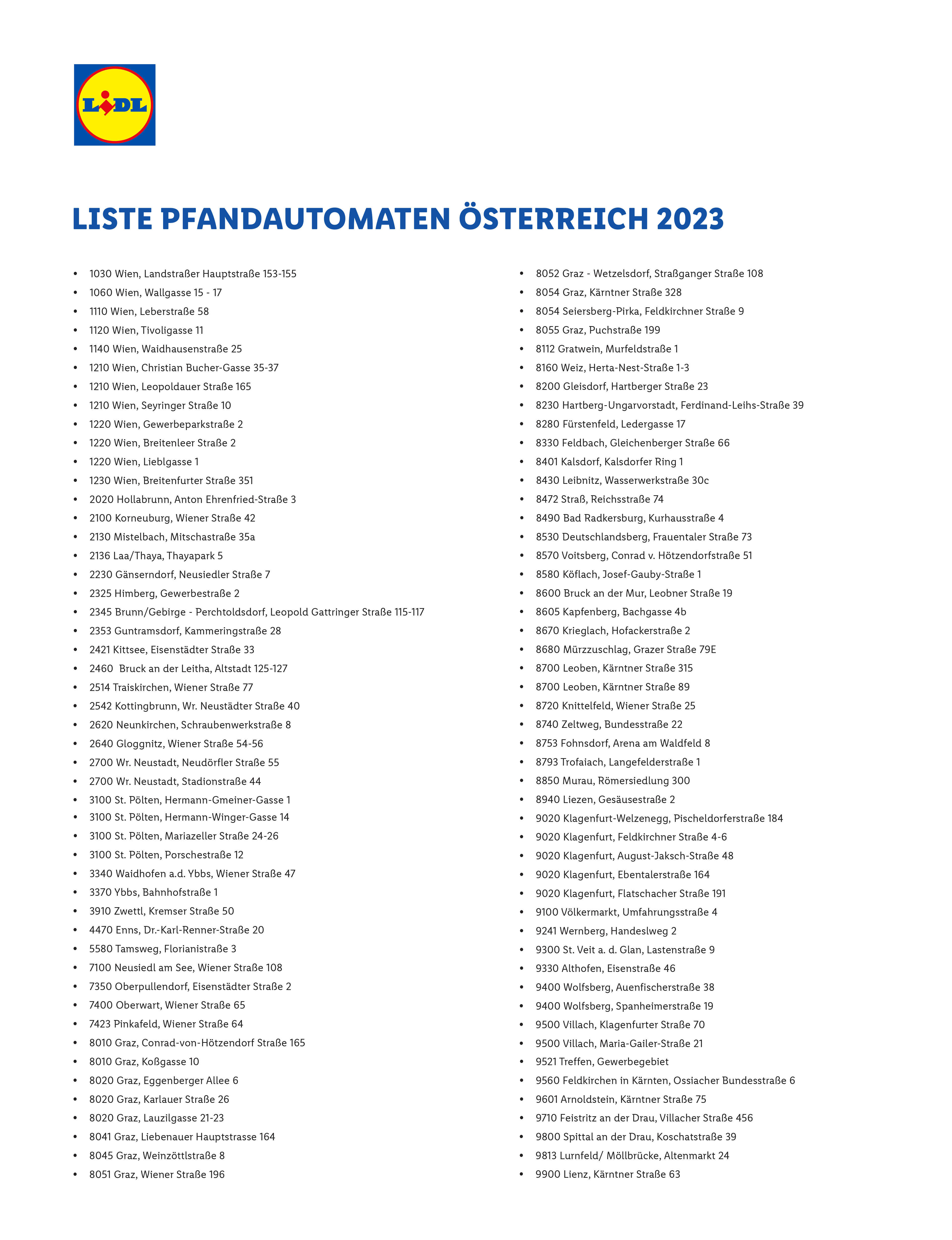 Pfandrückgabe | Lidl.at